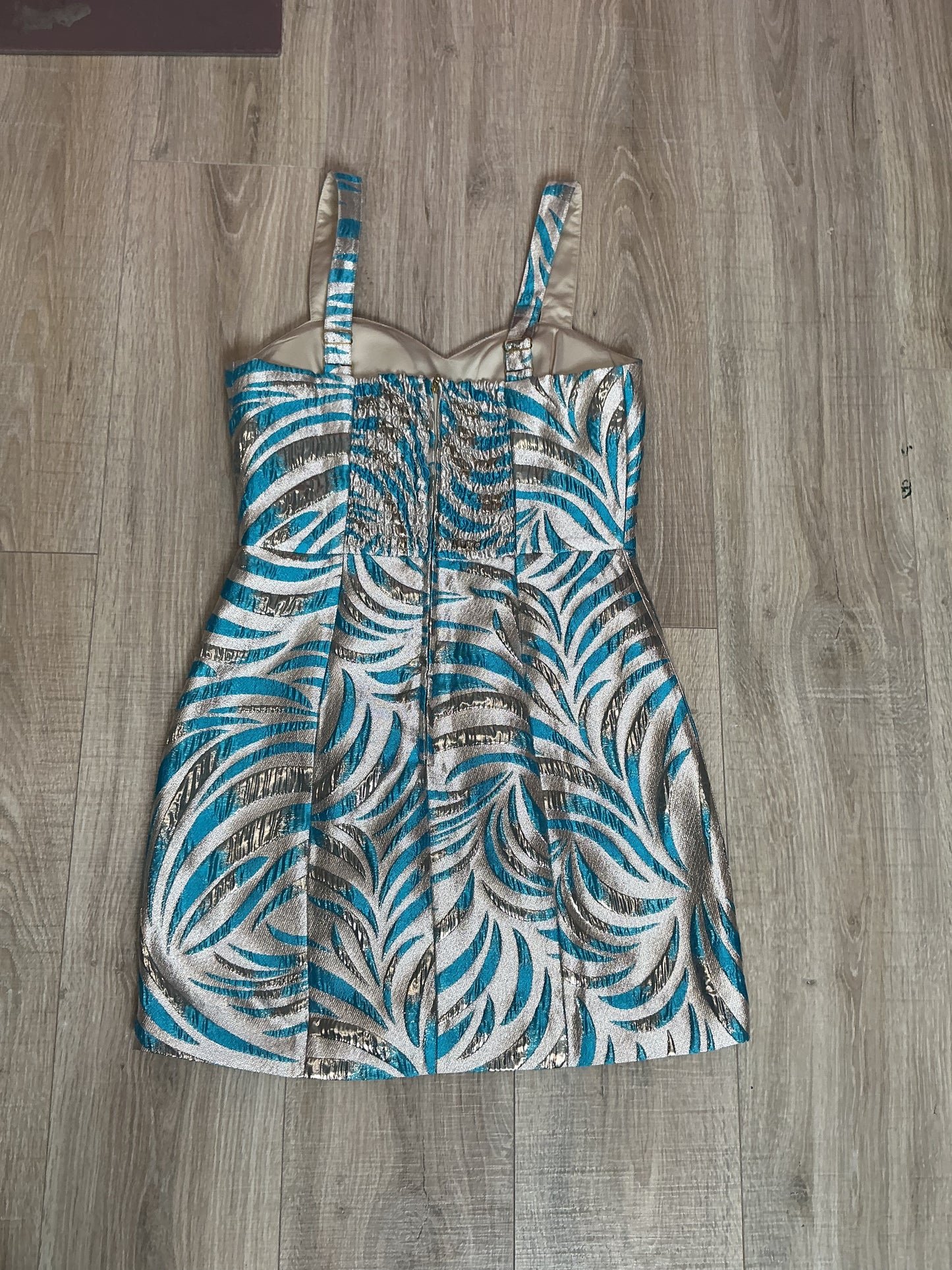 Lilly Pulitzer Arlene Skirted Romper Breezy Aqua Midnight Sparks Broca ...